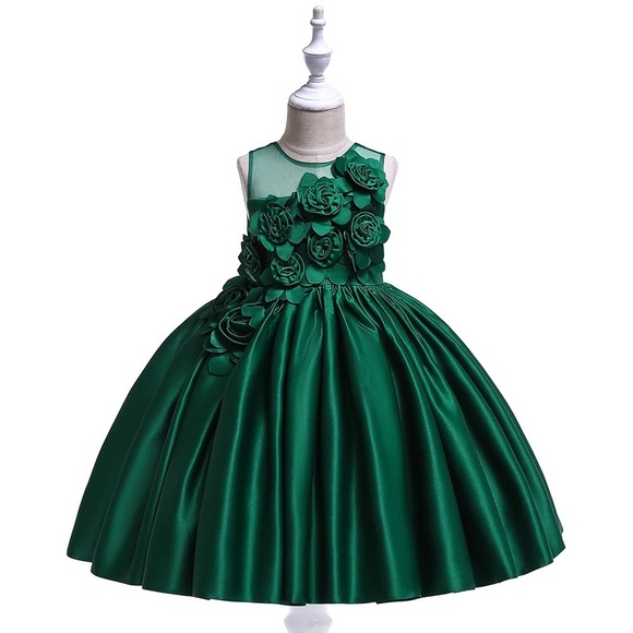 Dresses | Luxury Flowered Princess Emerald Green Birthday Special ...